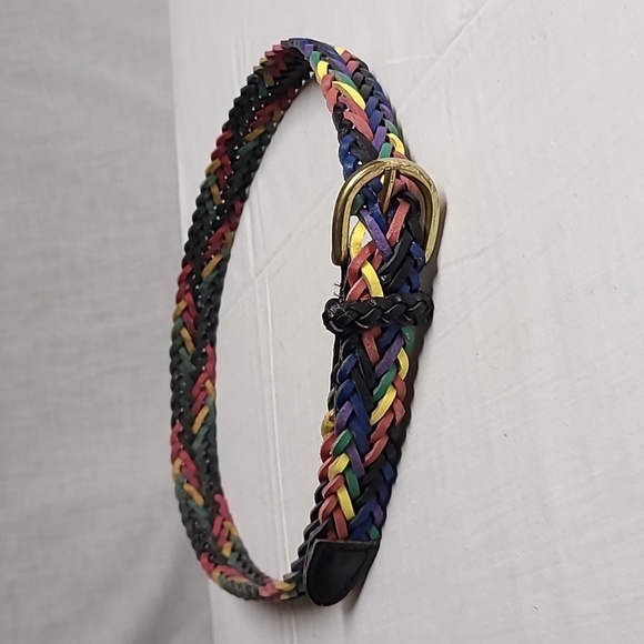 Vintage | Accessories | Vintage Genuine Bonded Leather Braided Colorful ...